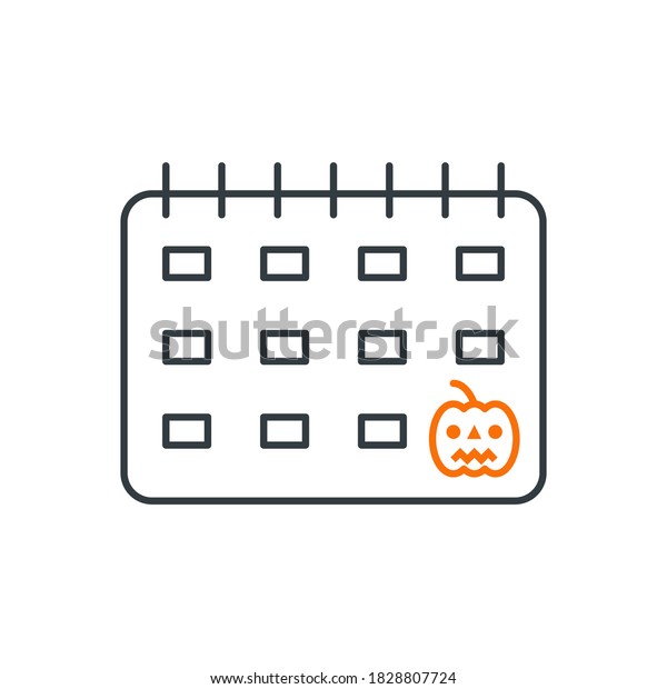 Pumpkin Calendar Halloween Calendar Thin Line Stock Vector (Royalty ...