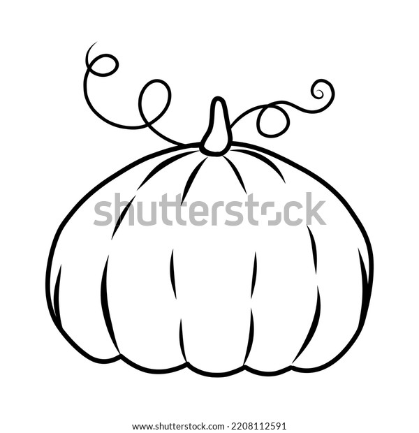 Pumpkin Drawing Suitable Coloring Book Outline Stock Vector (Royalty ...