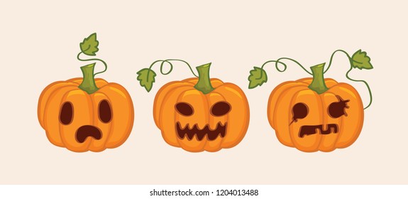 Pumpkin Funny Faces Vector 2 Halloween Stock Vector (Royalty Free ...