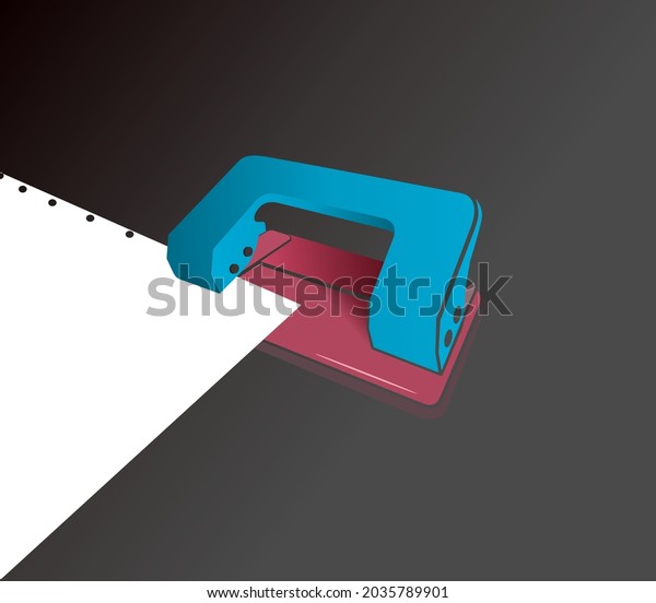 Punches Pierce Paper Process Staples Documents Stock Vector (Royalty ...