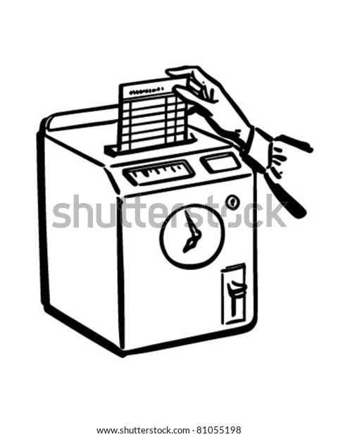 Punching Time Clock Retro Clipart Illustration Stock Vector (Royalty ...