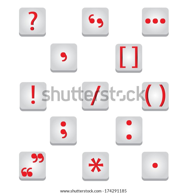 Punctuation Marks Education Red Symbols Written Stock Vector (Royalty ...