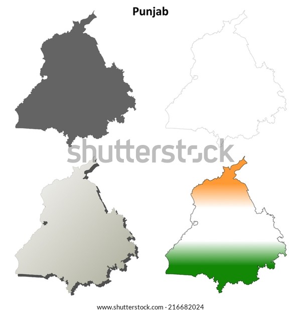 Punjab Blank Detailed Outline Map Set Stock Vector (Royalty Free) 216682024