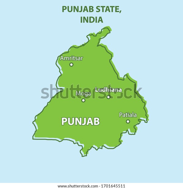 Punjab State Map India Country Stock Vector (Royalty Free) 1701645511 ...