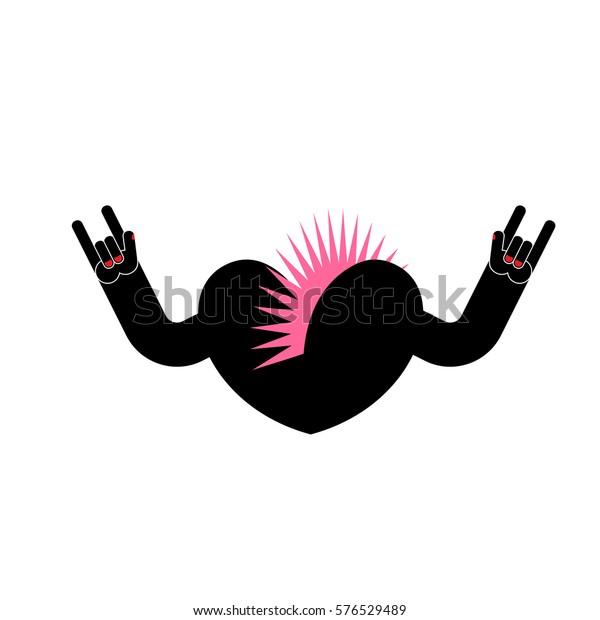 Punk Heart Logo Rock Roll Hand Stock Vector (Royalty Free) 576529489 ...