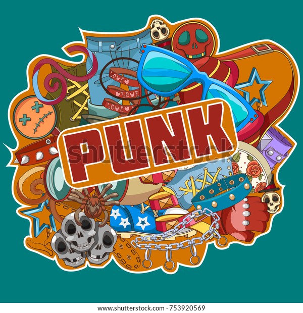 Punk Style Vector Doodles Set Stock Vector (Royalty Free) 753920569 ...