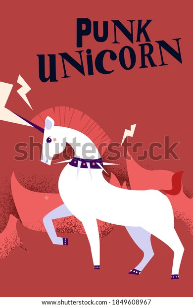Punk Unicorn Red Mohawk Hair Lightning Stock Vector (Royalty Free ...