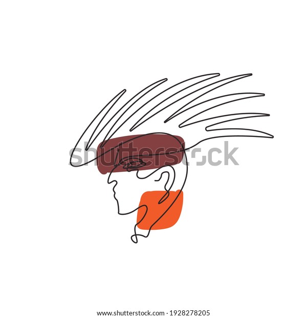 Punky Face Line Drawing Continuous Line Stock Vector (Royalty Free ...