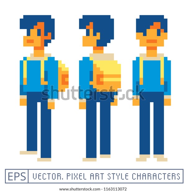 Pupil Student School Pixel Art Characters Stock Vector (Royalty Free ...