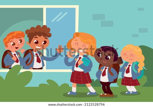 Pupils Cartoon Character School Design Stock Vector (Royalty Free ...