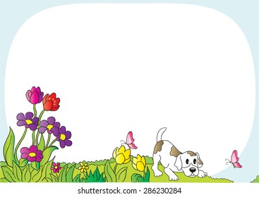 Puppy Butterfly Background Stock Vector (Royalty Free) 286230284 ...