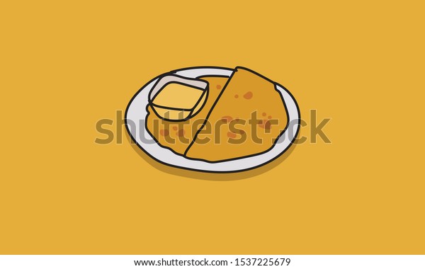 Puran Poli Indian Dish Vector Hand Stock Vector (Royalty Free ...