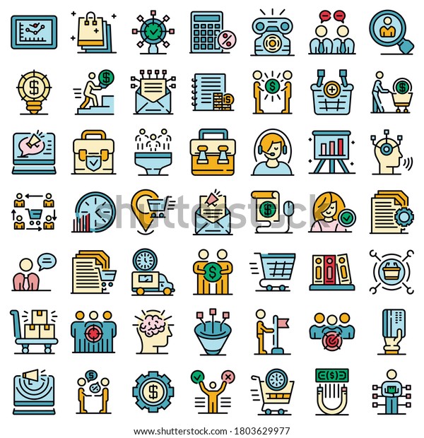 Purchasing Manager Icons Set Outline Set Stock Vector (Royalty Free ...