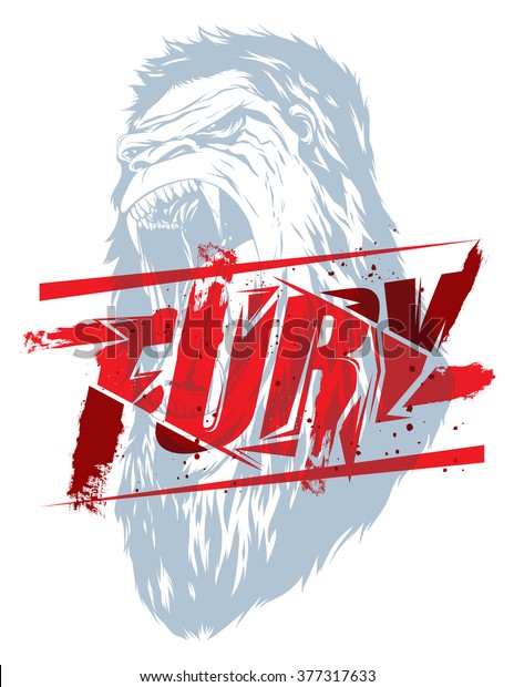 Pure Fury Illustration Monkey Head Silhouette: vector de stock (libre ...
