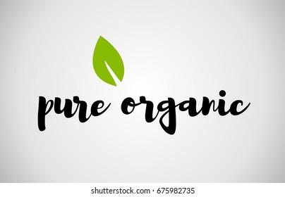 Organic Text Green Leaf Black White Stock Vector (Royalty Free) 675982753