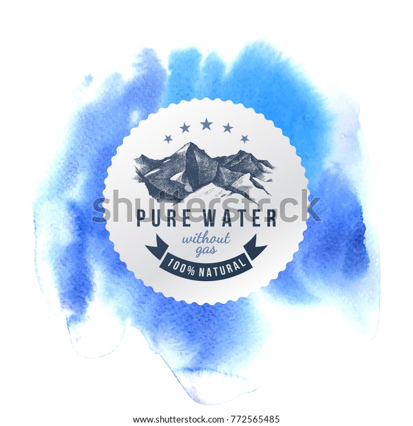 Pure Water Label Template Hand Drawn: เวกเตอร์สต็อก (ปลอดค่าลิขสิทธิ์ ...