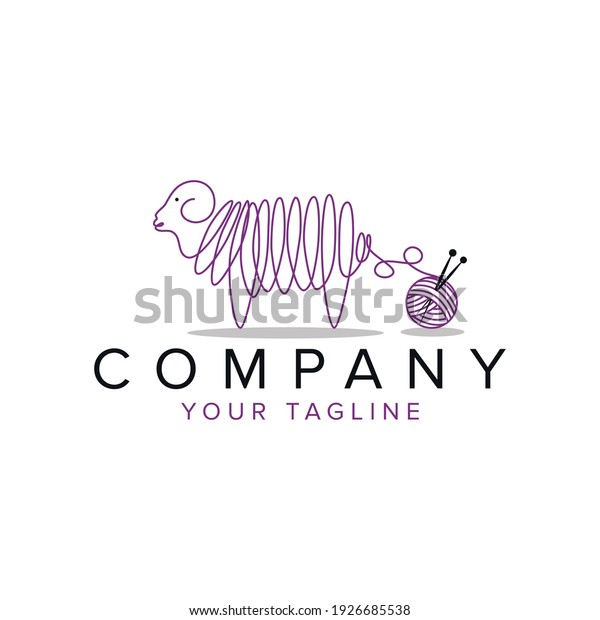 Pure Wool Logo Design Sheep Knitting Stock Vector (Royalty Free ...