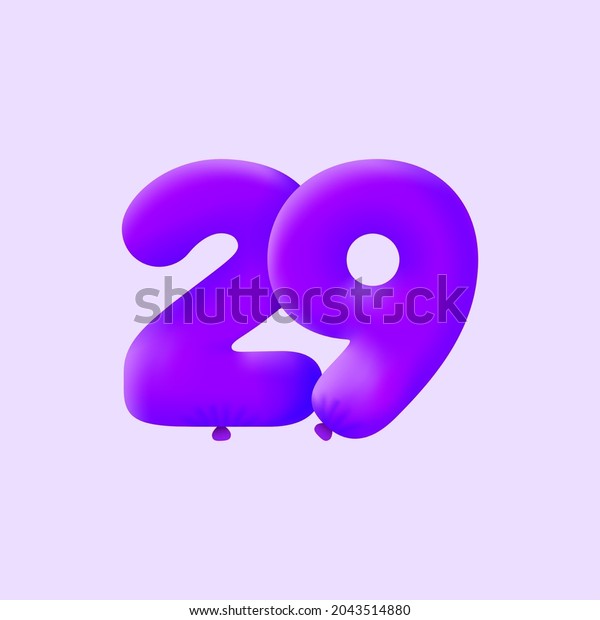 Purple 3d Number 29 Balloon Realistic Stock Vector (Royalty Free ...