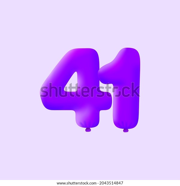 Purple 3d Number 41 Balloon Realistic Stock Vector (Royalty Free ...