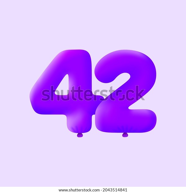 Purple 3d Number 42 Balloon Realistic Stock Vector (Royalty Free ...