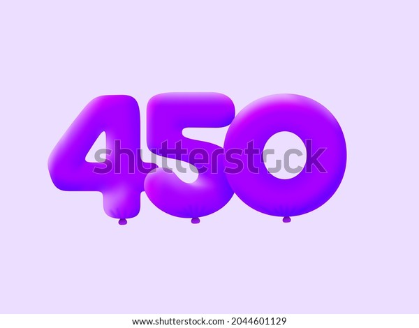 Purple 3d Number 450 Balloon Realistic Stock Vector (Royalty Free ...