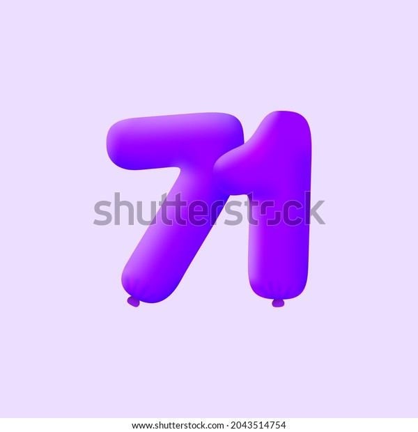 Purple 3d Number 71 Balloon Realistic Stock Vector (Royalty Free ...