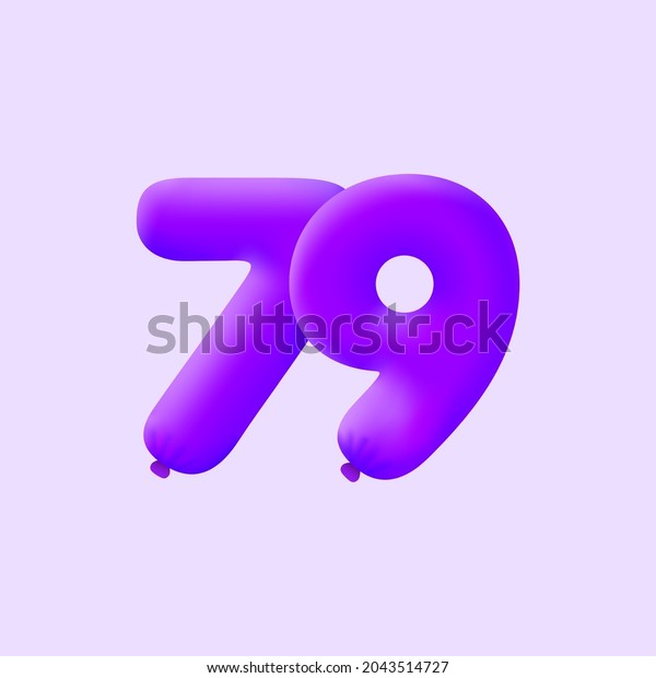 Purple 3d Number 79 Balloon Realistic Stock Vector (Royalty Free ...