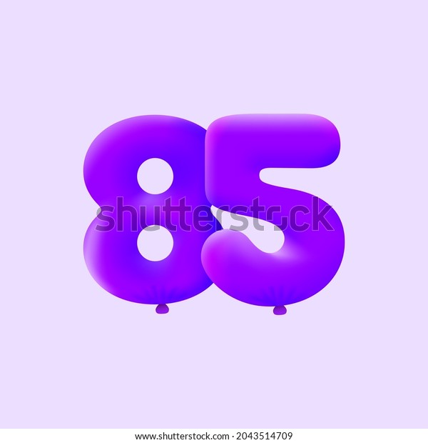 Purple 3d Number 85 Balloon Realistic Stock Vector (Royalty Free ...