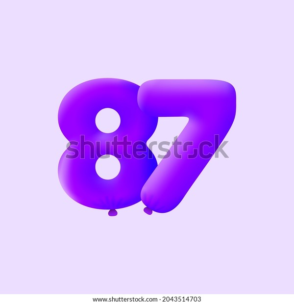 Purple 3d Number 87 Balloon Realistic Stock Vector (Royalty Free ...