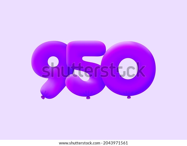 Purple 3d Number 950 Balloon Realistic Stock Vector (Royalty Free ...