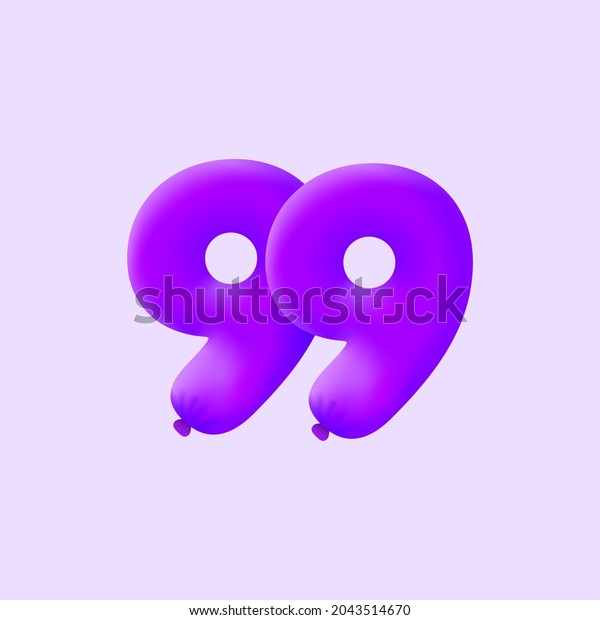 Purple 3d Number 99 Balloon Realistic Stock Vector (Royalty Free ...