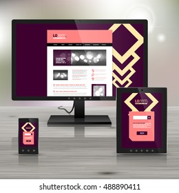 Purple Application Template Design Corporate Identity Stock Vector ...