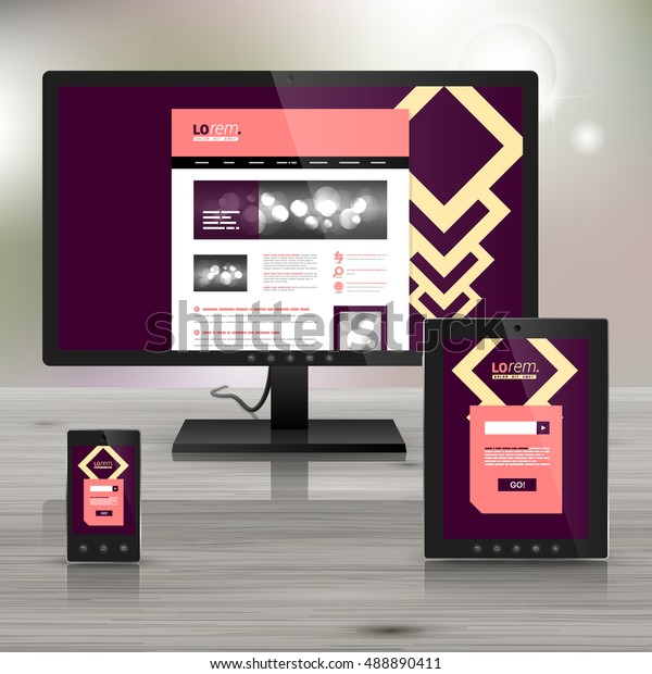 Purple Application Template Design Corporate Identity Stock Vector ...