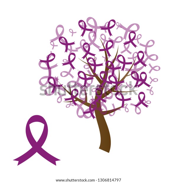 Purple Awareness Ribbons Tree Awareness Interpersonal Stock Vector ...