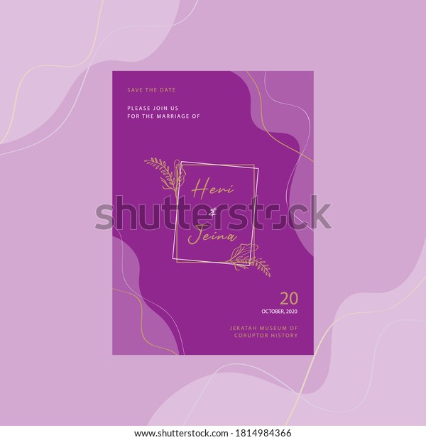 Purple Background Wedding Invitation Card Design Stock Vector (Royalty ...