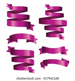 Vektor Stok Purple Banner Ribbon Vector Set Isolated (Tanpa Royalti ...