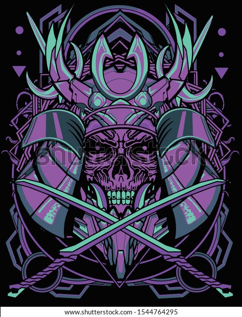 Purple Blue Samurai Robot Warrior Modern Stock Vector (Royalty Free ...