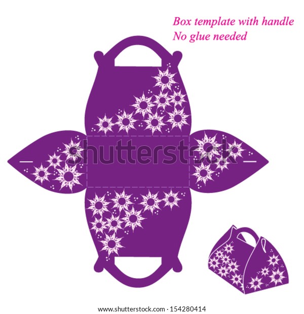 Purple Box Template Handle No Glue Stock Vector (Royalty Free) 154280414
