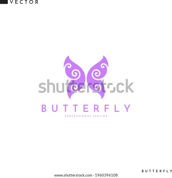 Purple Butterfly Logo Template Isolated Insect Stock Vector (Royalty ...