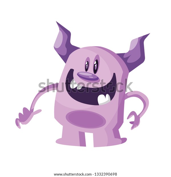 Purple Cartoon Monster Smiling White Background Stock Vector (Royalty ...