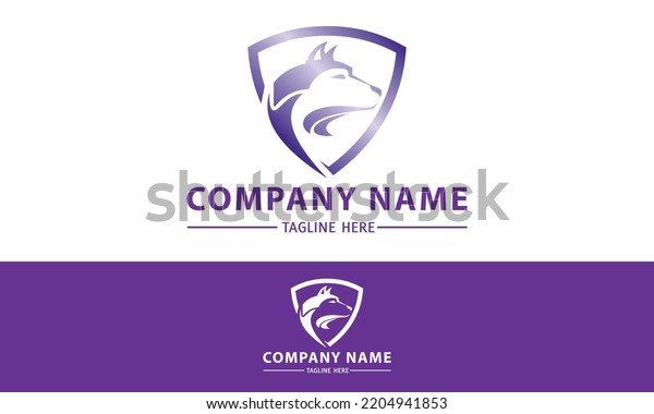 Purple Color Wolf Head Shield Logo Stock Vector (Royalty Free ...