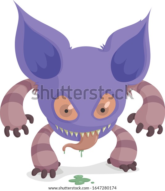 Purple Drooling Monster Big Ears Stock Vector (Royalty Free) 1647280174 ...