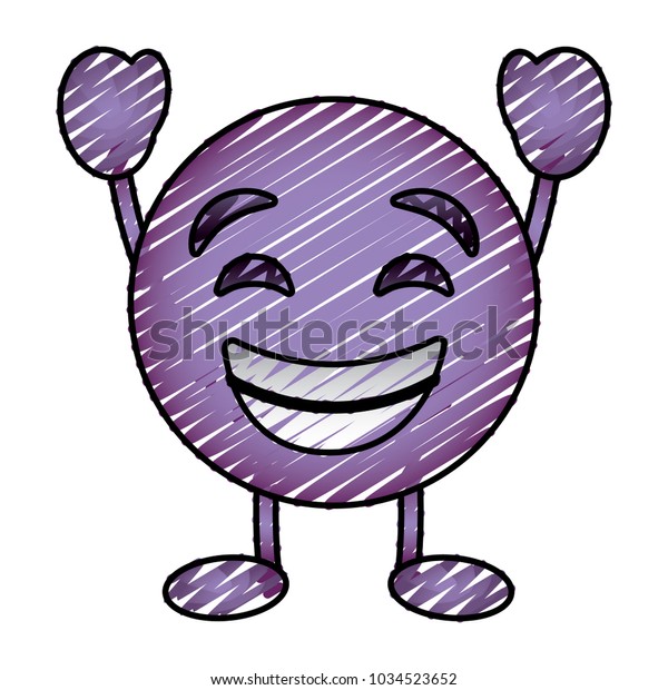 Purple Emoticon Cartoon Face Smiling Happy Stock Vector (Royalty Free ...