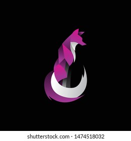 Purple Fox Logo Icon Template Geometric Stock Vector (Royalty Free ...