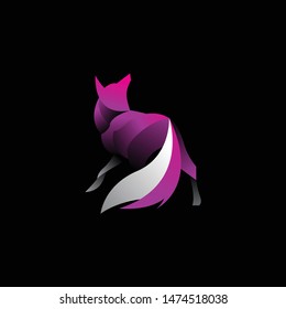 Purple Fox Logo Icon Template Geometric Stock Vector (Royalty Free ...