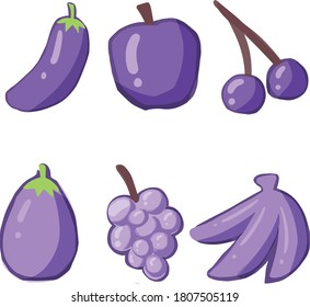 Purple Fruit Set Vector Food Stock Vector (Royalty Free) 1807505119 ...