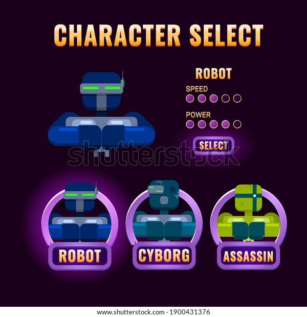 Purple Game Ui Character Selection Pop Stock Vector (Royalty Free ...