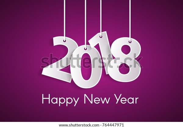 Purple Happy New Year 2018 Paper Stock Vector (Royalty Free) 764447971