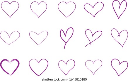 Purple Heart Contour Vector Hand Drawn Stock Vector (Royalty Free ...