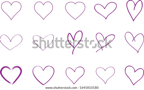 Purple Heart Contour Vector Hand Drawn: เวกเตอร์สต็อก (ปลอดค่าลิขสิทธิ์ ...